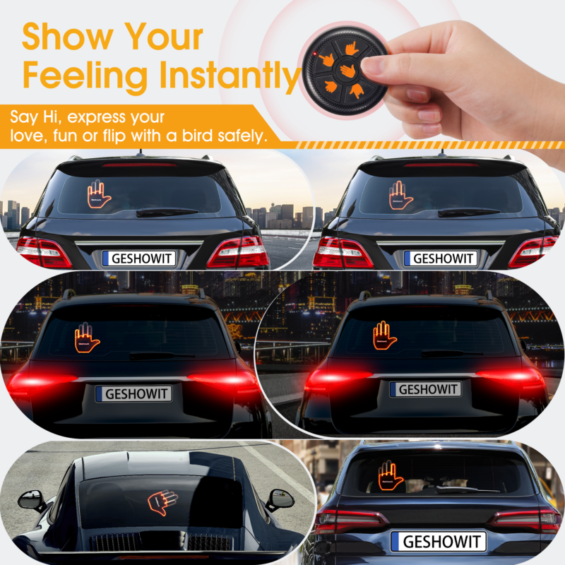 Geshowit Car Middle Finger Light - Best Car Accessory For Men and Women