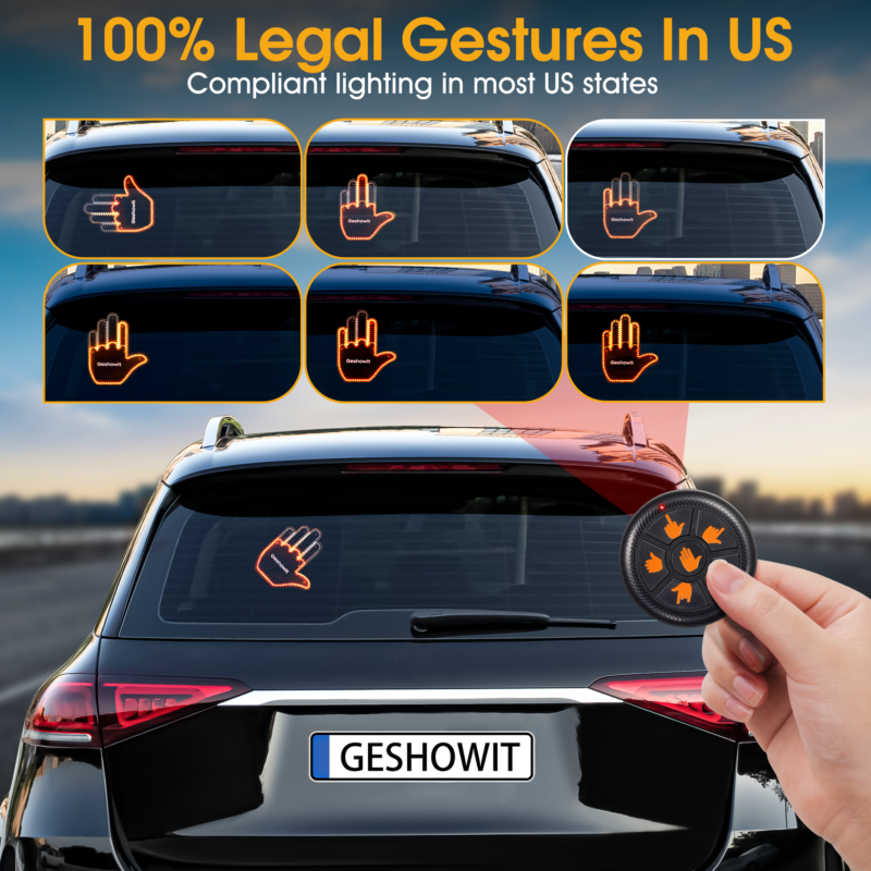 Geshowit Car Middle Finger Light - Best Car Accessory For Men and Women