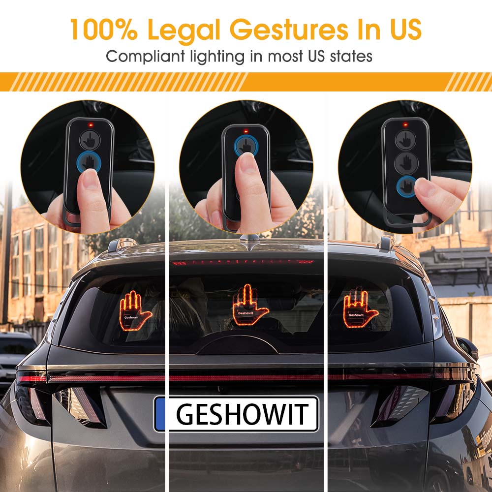 Geshowit Car Middle Finger Light - Ideal Car Accessory for Men and Women