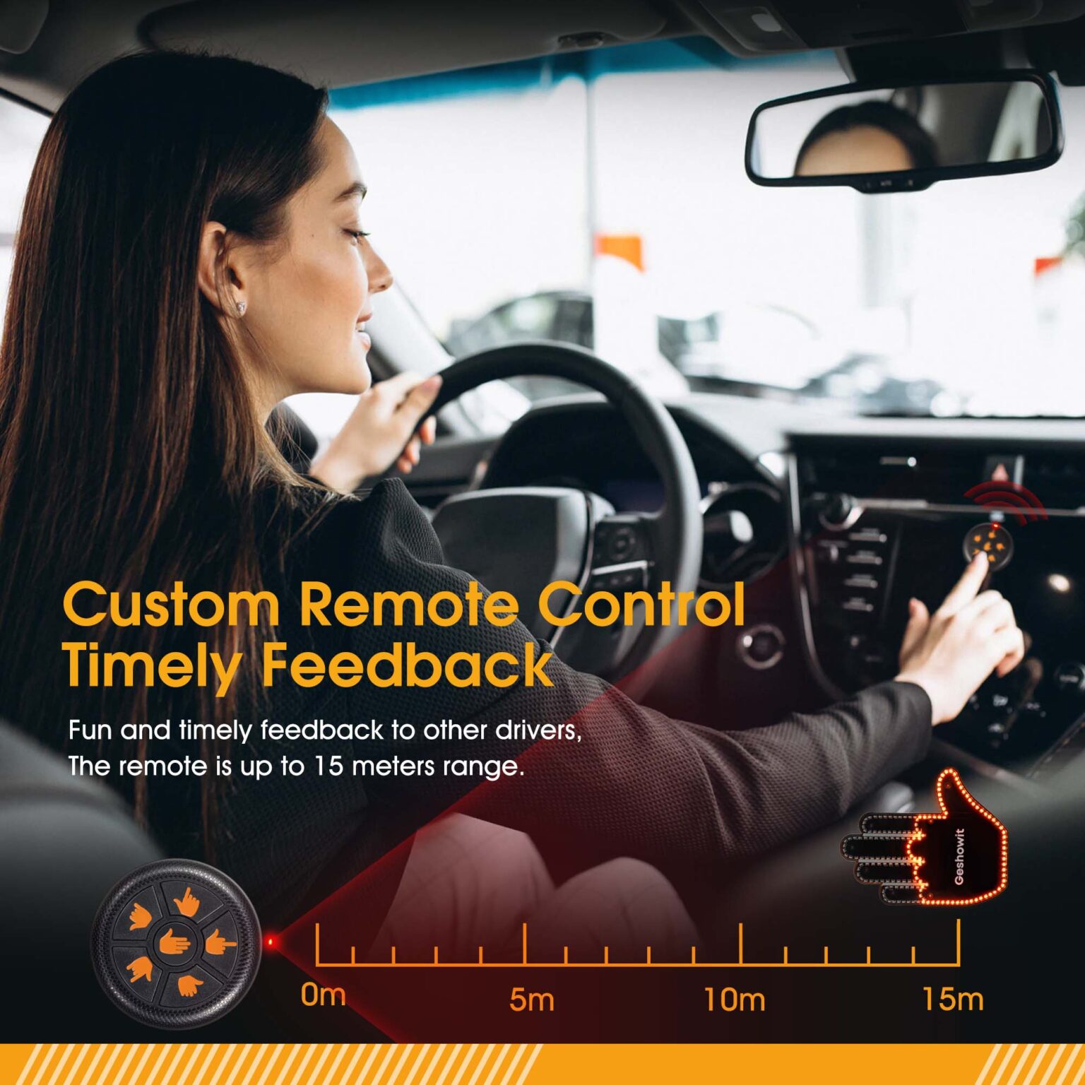 Geshowit Car Middle Finger Light - Best Car Accessory For Men and Women