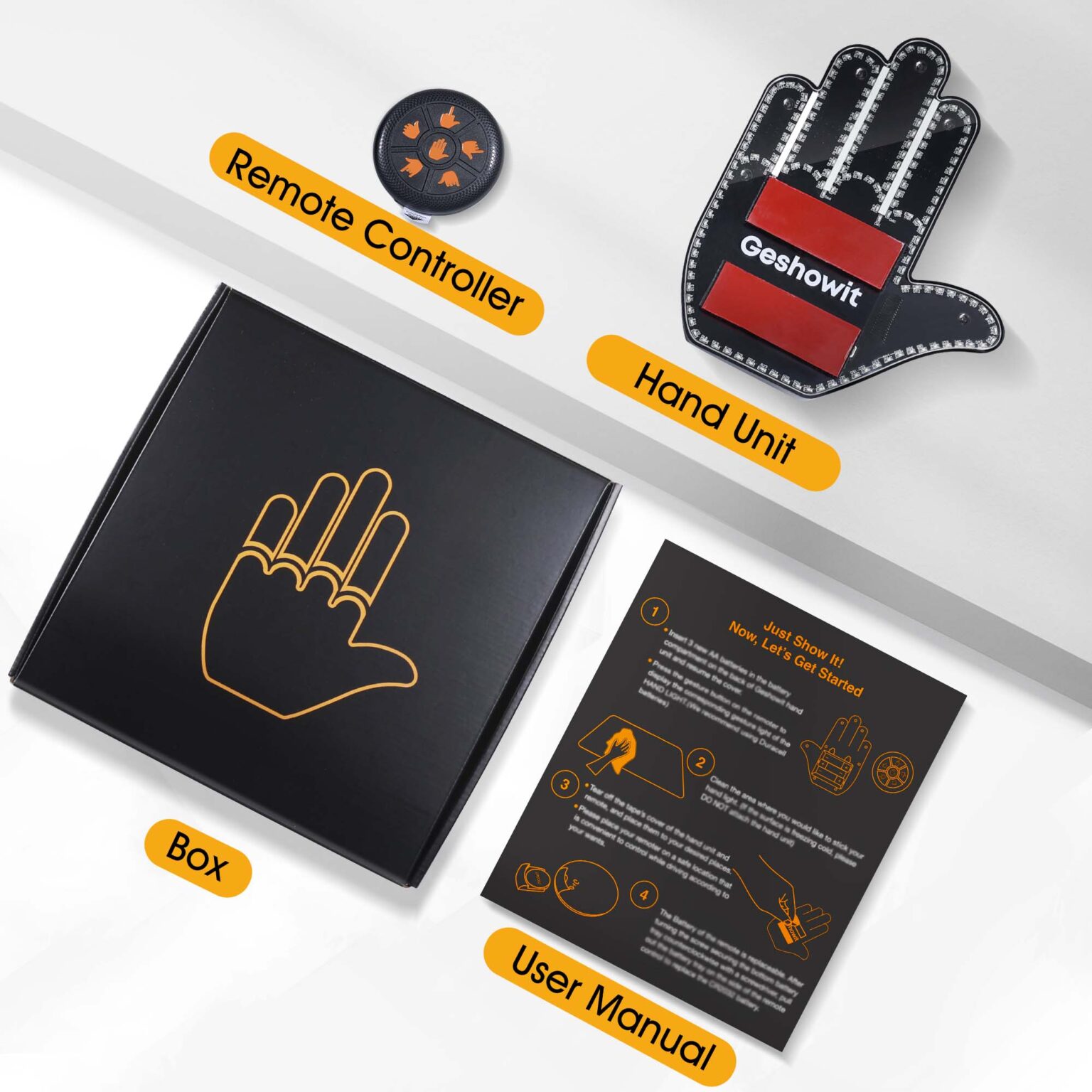 Geshowit Car Middle Finger Light - Best Car Accessory For Men and Women